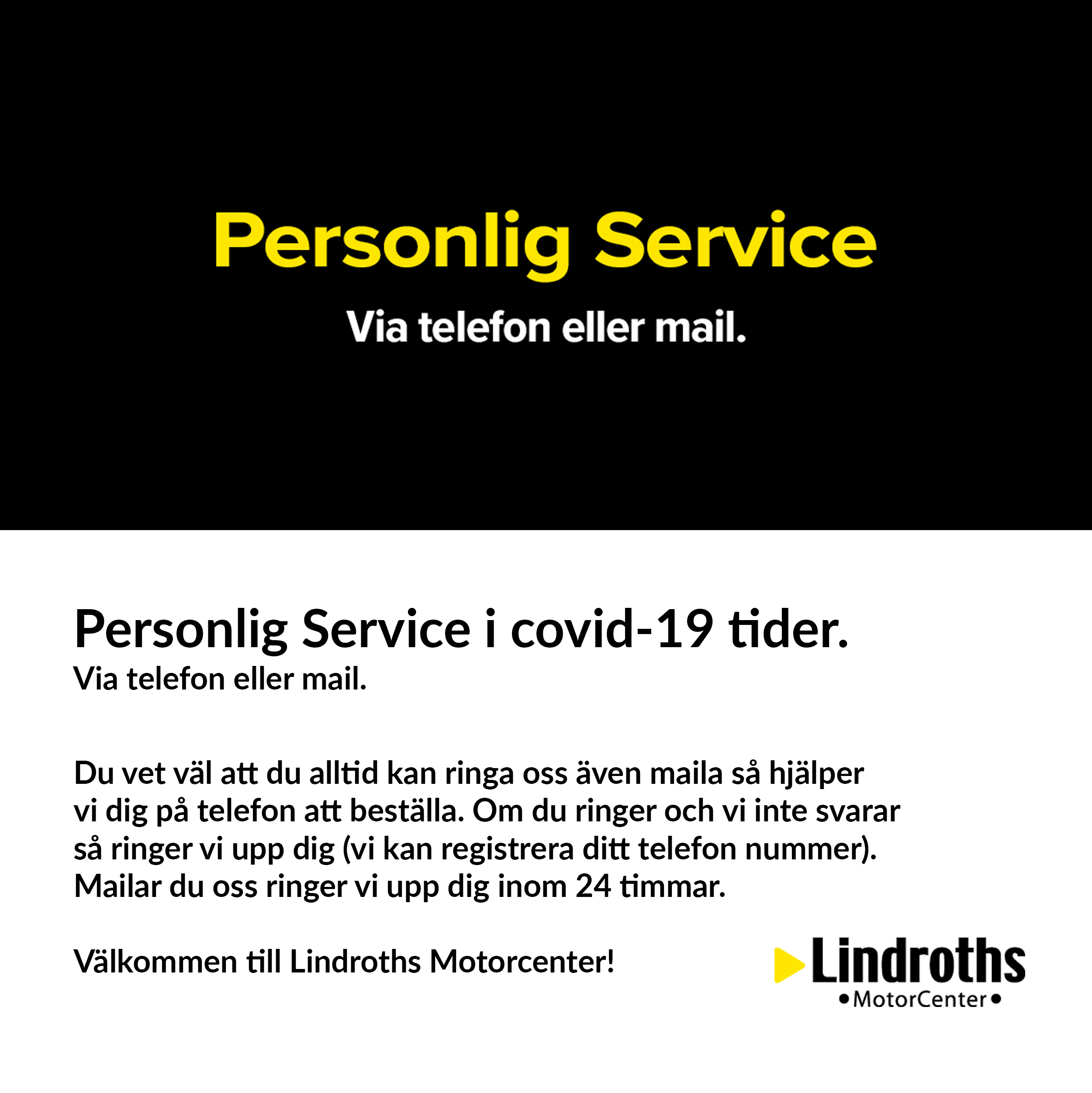 Personlig service i covid-19 tider - Lindroths Motorcenter, Snöskoter ...